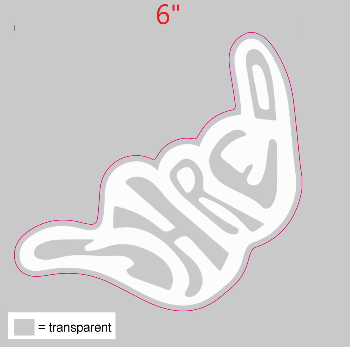 ShredDelish Shaka White Transparent Sticker